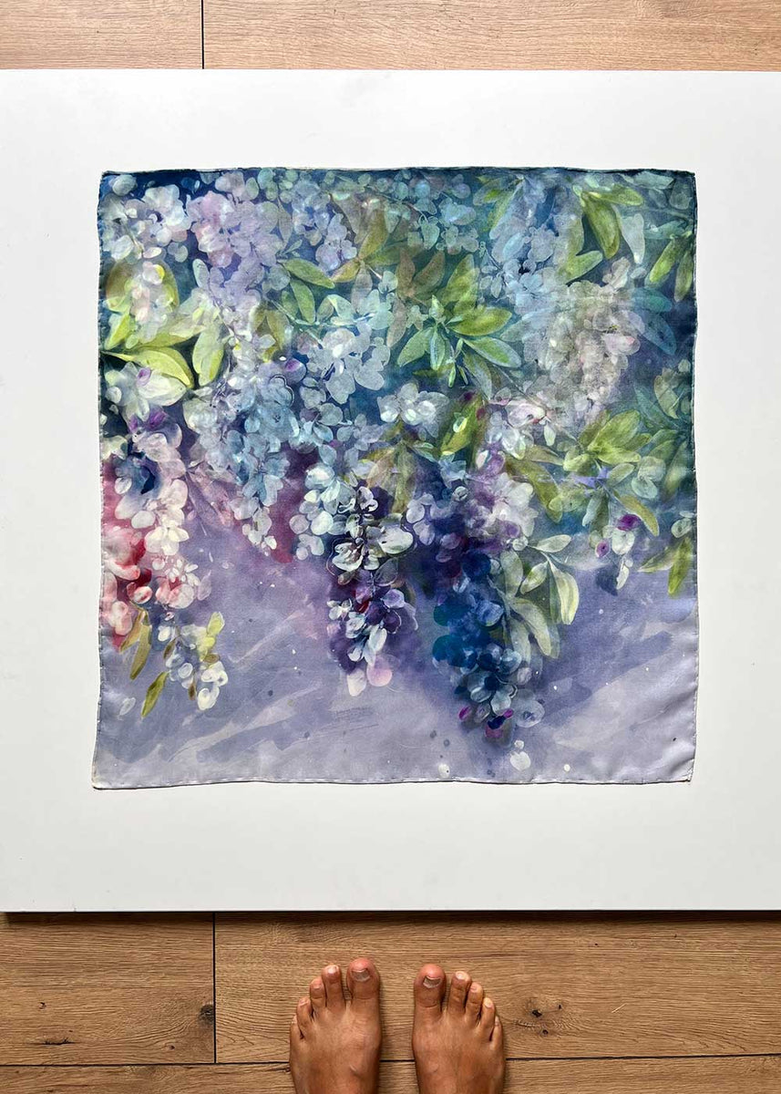 Midnight Wisteria, Original Silk Painting | Ingrid Sanchez | CreativeIngrid | Ingrid Sanchez