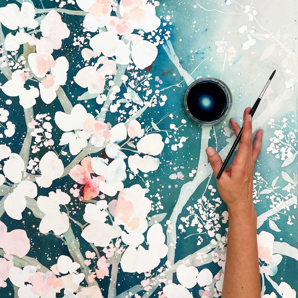 Cherry Tree in Bloom, Original Art | Ingrid Sanchez | CreativeIngrid ...
