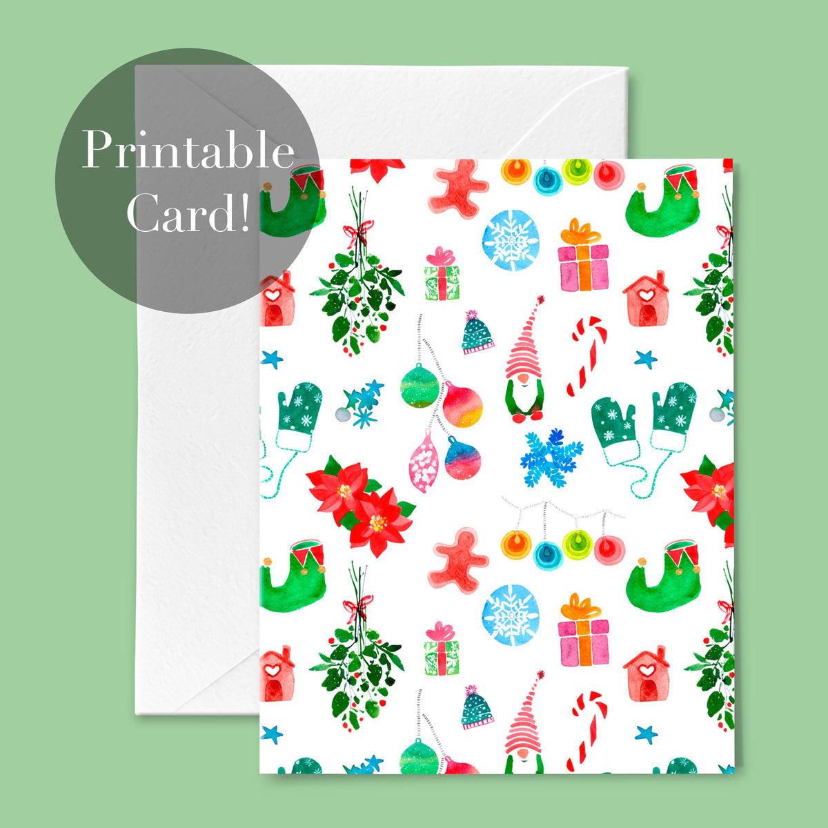 Christmas Pattern, Printable Greeting Card | CreativeIngrid ...